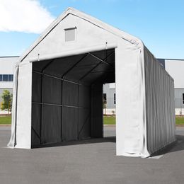 TOOLPORT 4x8m Zelthalle, PRIMEtex-Plane, grau, mit Statik (Erduntergrund) - (48666)