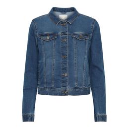 Jeansjacke Ichi "Jeansjacke IHBILLY JA", Damen, Gr. 34, blau (washed medunkel blau), Web, Obermaterial: 79% Baumwolle CO. 20% Polyester PES. 1% Elasthan EL., Basic, regular fit normal, Jacken