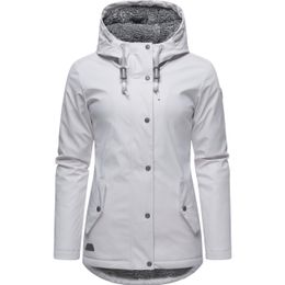 Regenjacke Ragwear "Marge", Damen, Gr. L (40), grau (kieselgrau), Obermaterial: 100% Polyester, Futter: 100% Polyester, Wattierung: 100% Polyester, casual, tailliert Po-bedeckend, hoch geschlossener Ausschnitt, Langarm Ärmel ohne Ärmelschlitz normaler Saum, Jacken, warm gefütterter Damen Winter Regenmantel