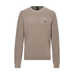 Strickpullover BOSS Green "Momentum-X_CN", Herren, Gr. L, braun (light, pastel grün334), Strick, Obermaterial: 48% Polyester, 39% Schurwolle, 11% Polyacryl, 2% Elasthan, unifarben, casual, regular fit, Rundhals, Langarm Bündchen, Pullover, mit Schurwolle