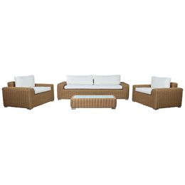 Esprit Home Wohnzimmer Sitzgruppe mit Tisch Home ESPRIT Kristall Synthetischer Rattan 248 x 85 x 80 cm