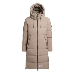 Steppmantel Khujo "Rigo Matt-YM", Herren, Gr. L52, beige, Obermaterial: 100% Polyester, Futter: 100% Nylon, Wattierung: 100% Polyester, gerade knielang, hoch geschlossener Ausschnitt, eng Bündchen, Mäntel, Warmer Herren Puffermantel mit Rucksack-Trägern