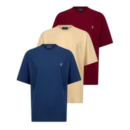 Jacey Quinn 3 PACK of Oversize T-Shirt Herren Gr&ouml;&szlig;e M beige / blau / bordeaux