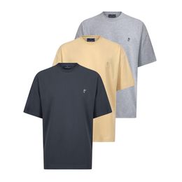 Jacey Quinn 3 PACK of Oversize T-Shirt Herren Gr&ouml;&szlig;e XXL beige / grau
