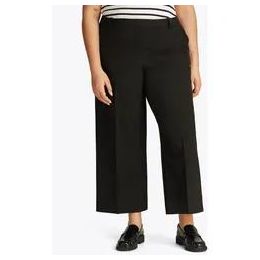 Culotte Tommy Hilfiger Curve "CRV LW BI-STRETCH WIDE CROP PNT", Damen, Gr. 50, N-Gr, schwarz, Web, Obermaterial: 65% Polyester, 28% Viskose, 7% Elasthan, unifarben, casual, weit knöchellang, Hosen, in Großen Größen, cropped, Logostickerei