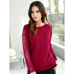 Alessa W. Collection Rundhalspullover ALESSA W. "Pullover", Damen, Gr. 38, rot, 100% Polyacryl, Spitze:100% Polyester, unifarben, Langarm, Pullover Weihnachtspullover