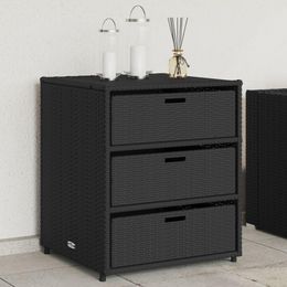 vidaXL Gartenschrank Poly Rattan | Farbe: Schwarz | Größe: 55 x 59 x 69 cm