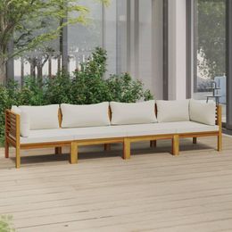 vidaXL 6-Tlg. Garten-Lounge-Set Mit Auflage Massivholz Akazie | Farbe: Creme | Modell: 4-Sitzer