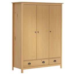 vidaXL Kleiderschrank Mit 3 Türen Hill 127X50X170Cm Massivholz Kiefer | Farbe: Braun