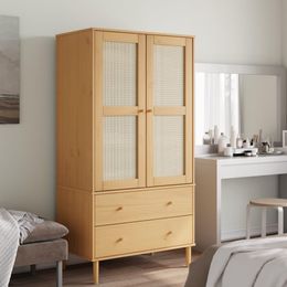 vidaXL Kleiderschrank Senja Rattan-Optik 90X55X175Cm Kiefernholz | Farbe: Braun