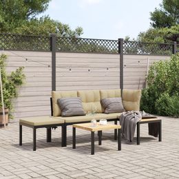 vidaXL Gartenbank-Set 4-Tlg. Schwarz Pulverbeschichteter Stahl | Farbe: Taupe | Modell: Ohne Tisch