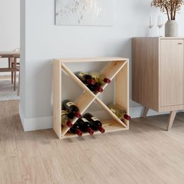 vidaXL Weinregal Massivholz Kiefer Natur | Größe: 62 x 25 x 62 cm | Modell: mit 4 Löchern