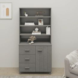 vidaXL Highboard Hamar Massivholz Kiefer | Farbe: Hellgrau