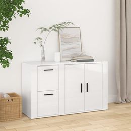 vidaXL Sideboard Sonoma-Eiche 100X33X59,5 Cm Holzwerkstoff | Farbe: Hochglanz-Weiß