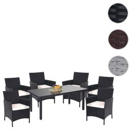 Mendler Poly-Rattan-Garnitur Halden, Gartenm&ouml;bel Balkon-Set Sitzgarnitur ~ Variantenangebot 52354+3x52031