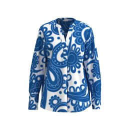 Klassische Bluse Seidensticker "Schwarze Rose", Damen, Gr. S (36), blau (mittelblau), 100% Baumwolle, gemustert, Paisley, regular fit, ohne Ausschnitt, Langarm, Blusen, Tunika Paisley