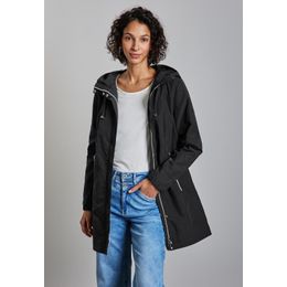 Kurzjacke Street One, Damen, Gr. 34, schwarz, Stoff, Obermaterial: 60% Polyester, 40% Nylon; Futter: 100% Polyester, unifarben, casual, gerade normal, ohne Ausschnitt, Langarm Bündchen, Jacken, mit Kapuze