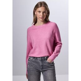 Strickpullover STREET ONE STUDIO, Damen, Gr. 34, intense rose meliert, Web, 37% Baumwolle, 34% Polyacryl, 26% Polyester, 3% Elasthan, unifarben, casual, normal normal, Rundhals, Langarm Bündchen, Pullover, im soften Baumwoll-Mix