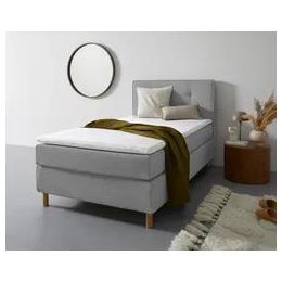 Boxspringbett Home Affaire "Heimatblick 100x200cm beliebig erweiterbar zu Doppel- und Familienbett", grau, B:102cm L:209cm, Holzwerkstoff, Spanplatte, Komplettbetten, Einzelbett, Hotelbett erhältlich in H2,H3 & H4