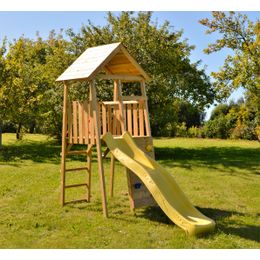 Spielturm WENDI TOYS "WENDI TOYS Falke", beige (natur, gelb), Spieltürme, KinderB:110cm H:270cm T:300cm, Holz, BxTxH: 110x300x270 cm, B:110cm H:270cm T:300cm