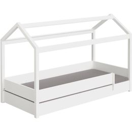 Hausbett Paidi "TINY HOUSE", weiß (kreideweiß), B:100cm H:135cm L:210cm, Betten, mit Rausfallschutz, individuell gestaltbar, hochwertig verarbeitet