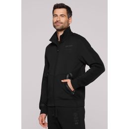 Sweatjacke CAMP DAVID, Herren, Gr. 4XL, schwarz, Material: 74% Baumwolle, 23% Polyester, 3% Elasthan, bedruckt, casual, lässig geschnitten normal, Langarm eingesetzt Rippbündchen, Sweatjacken, mit Stehkragen