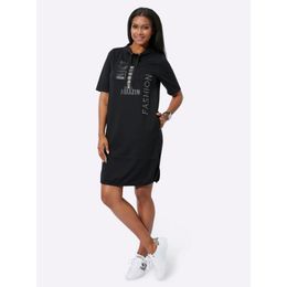 WITT Damen Jerseykleid mit halsfernem Stehkragen, schwarz, Gr&ouml;&szlig;e 50
