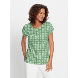 WITT Damen Print-Shirt aus reiner Baumwolle, apfel-ecru-bedruckt, Gr&ouml;&szlig;e 36
