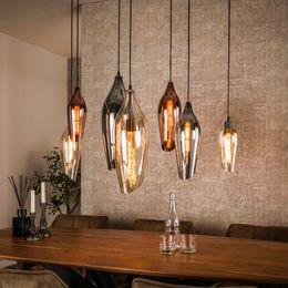 hofstein Cocoon Pendelleuchte Schwarz, 7-flammig