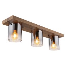 Globo Underwood Deckenleuchte Holz dunkel, Naturfarben, 3-flammig
