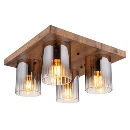 Globo Underwood Deckenleuchte Holz dunkel, Naturfarben, 4-flammig