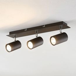 LINDBY Deckenstrahler Joffrey, 49cm, schwarz, 3-flg., GU10