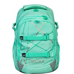 Schulrucksack neoxx "Active, Mint to be", Kinder, Gr. B/H/T: 31cm x 46cm x 24cm, grün (mint to be), Polyester, Rucksäcke, aus recycelten PET-Flaschen