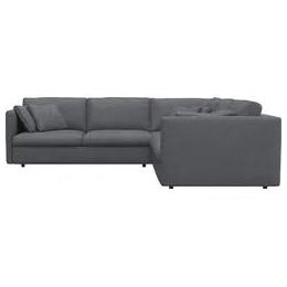 Ecksofa FLEXLUX "Lovane gleichschenklig, bequem und komfortabel", blau (navy blau), B:296cm H:84cm T:296cm, 62% Polyester/14% Cotton/7% Linen, Sofas, Weich & anschmiegsam, große Sitztiefe auf Kaltschaum, Dekokissen inkl.