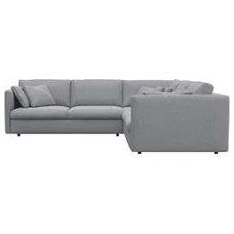 Ecksofa FLEXLUX "Lovane gleichschenklig, bequem und komfortabel", grau (sophisto grau), B:296cm H:84cm T:296cm, 100% Polyester, Sofas, Weich & anschmiegsam, große Sitztiefe auf Kaltschaum, Dekokissen inkl.