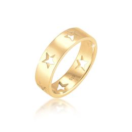 Elli Fingerring »Bandring Stern 925 Sterling Silber« Gold 52 mm Ring für Damen im angesagten Astro Stern Design