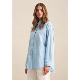 Seidensticker Longbluse &raquo;Schwarze Rose&laquo; Langarm Kragen Streifen hellblau 3XL46 3XL46 Passform: Oversized