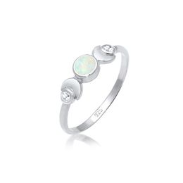 Elli Fingerring »Halbmond Zirkonia Synthetischer Opal 925 Sterling Silber« Silber 52 mm Ring für Damen mit synthetischem Opal und Zirkonia verleiht...