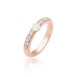 Elli Premium Verlobungsring »Glas Kristalle Synthetischer Opal 925 Sterling Silber« Rosegold 54 mm Verlobungsring für Damen mit synthetischem Opal...