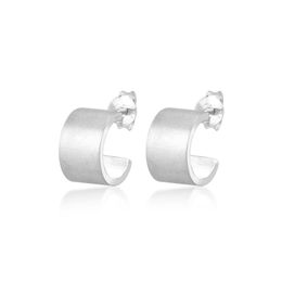 Elli Paar Creolen »Ohrstecker Halbcreolen Matt Modern 925 Sterling Silver« Silber onesize Ohrringe für Damen im Creolen Stil in 925 Sterling Silber