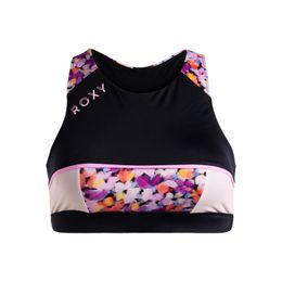 Roxy Crop-Bikini-Top »Active« Anthracite Swim Blooms L - Cup B Cup B L Umweltbewusstes Material: Leistungsstarkes...
