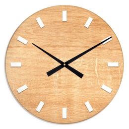 Artland Wanduhr &raquo;XXL &Oslash; 50 cm Die Zeit auf hellem Holz&laquo; lautlos ohne Tickger&auml;usche Braun