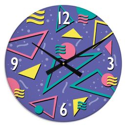 Artland Wanduhr &raquo;XXL &Oslash; 50 cm Retro Design 80er Jahre&laquo; lautlos ohne Tickger&auml;usche Lila