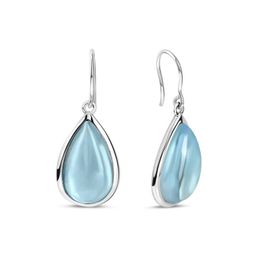 JAMELLI Paar Ohrh&auml;nger &raquo;Silber 925 rhodiniert 34mm lang mit blauen Quarzen (beh.)&laquo; wei&szlig; + hellblau one-size Stylische Damen-Ohrringe aus echtem 925...