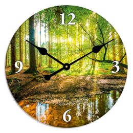 Artland Wanduhr &raquo;XXL &Oslash; 50 cm Wald mit Bach&laquo; lautlos ohne Tickger&auml;usche Gr&uuml;n