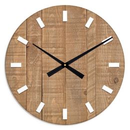 Artland Wanduhr &raquo;XXL &Oslash; 50 cm Die Zeit auf Holz&laquo; lautlos ohne Tickger&auml;usche Braun