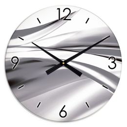 Artland Wanduhr &raquo;XXL &Oslash; 50 cm Sch&ouml;ne graue Welle - Abstrakt&laquo; lautlos ohne Tickger&auml;usche Grau