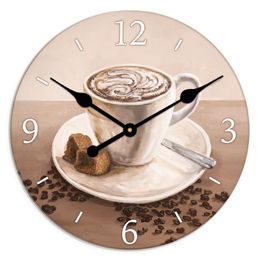 Artland Wanduhr »XXL Ø 50 cm Cappuccino - Kaffee« lautlos ohne Tickgeräusche Naturfarben