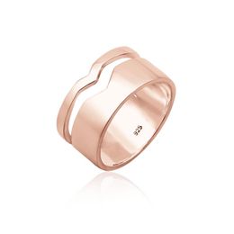 Elli Fingerring »Bandring Breit Geo Design 925 Sterling Silber« Rosegold 54 mm Eleganter Ring für Damen aus 925 Sterling Silber strahlt zeitlose...