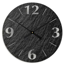 Artland Wanduhr &raquo;XXL &Oslash; 50 cm Schieferoptik&laquo; lautlos ohne Tickger&auml;usche Schwarz